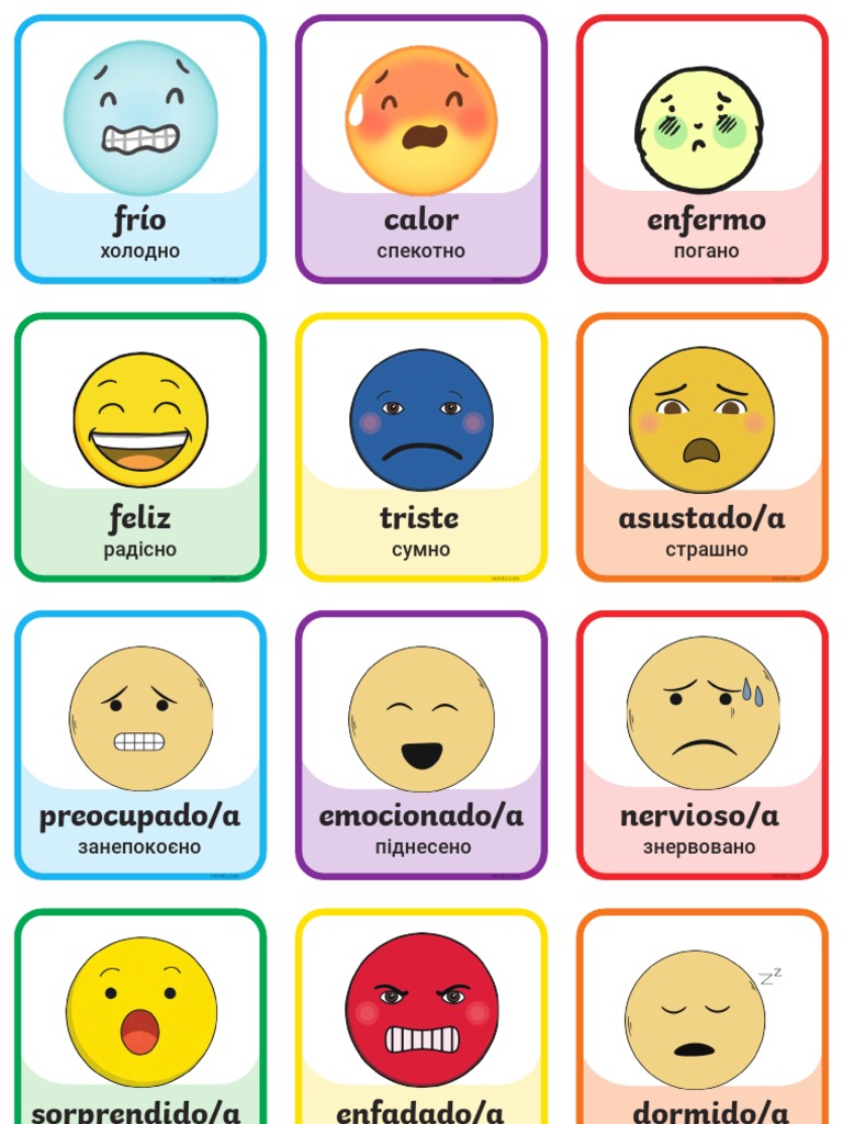 Tarjetas de Emociones | PDF