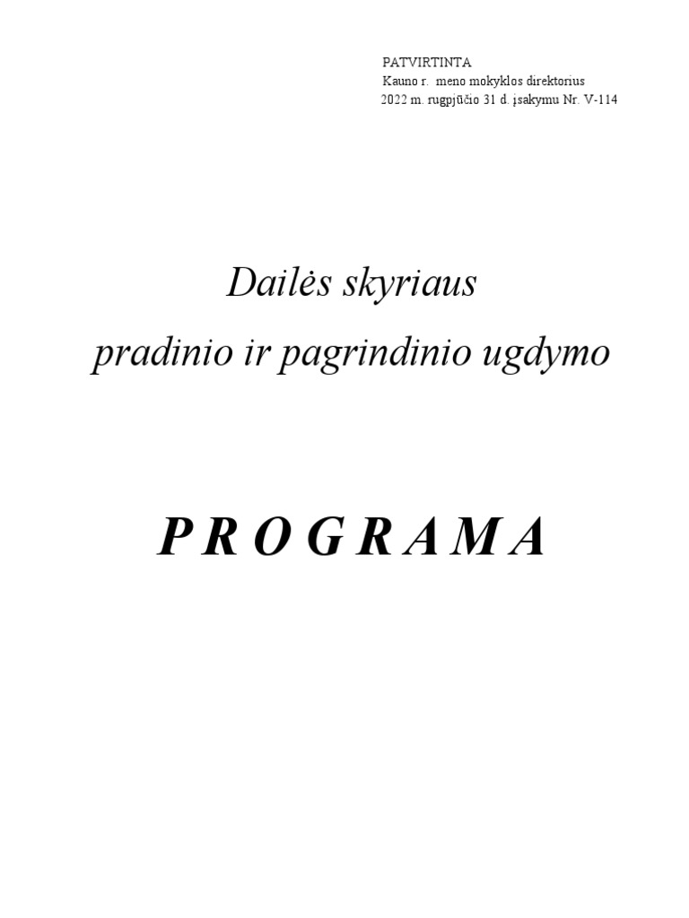 Dailes Skyriaus Programa 2022-2023 | PDF