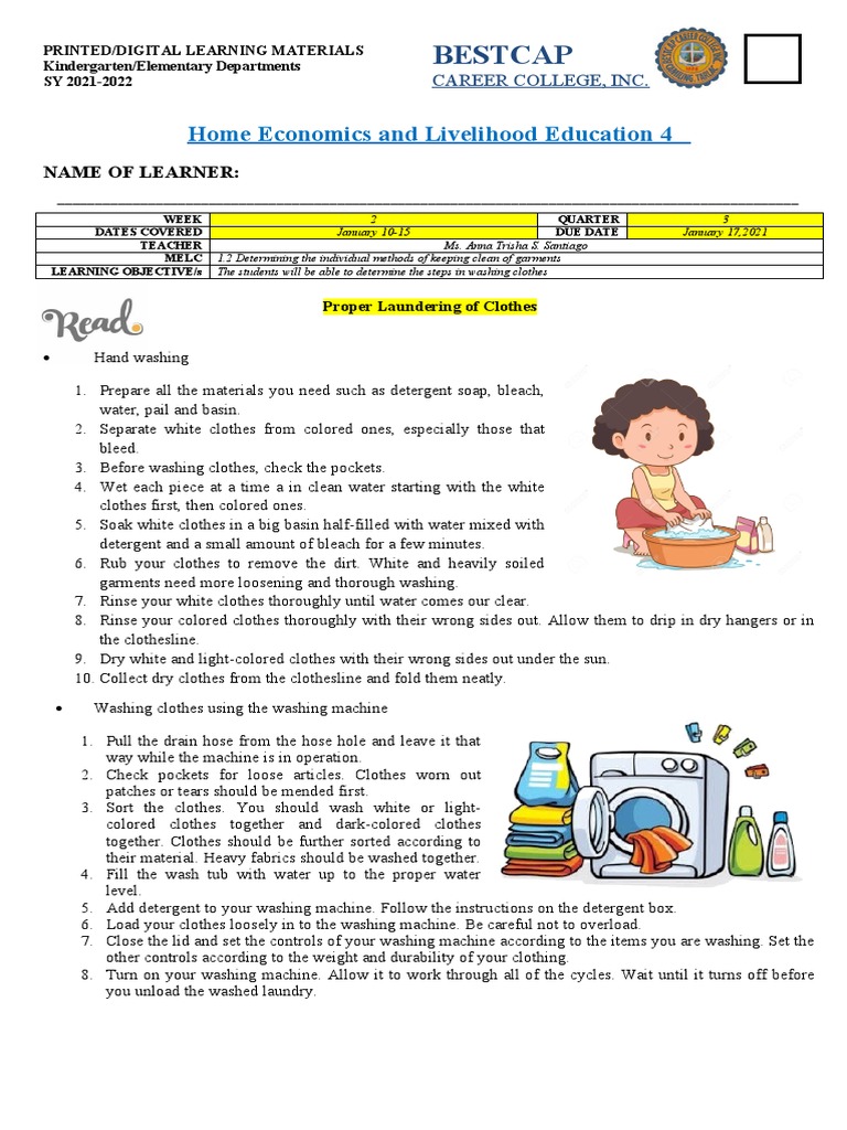 Anna - PLM - Q3 - W2 (HELE 4) | PDF | Washing Machine | Laundry