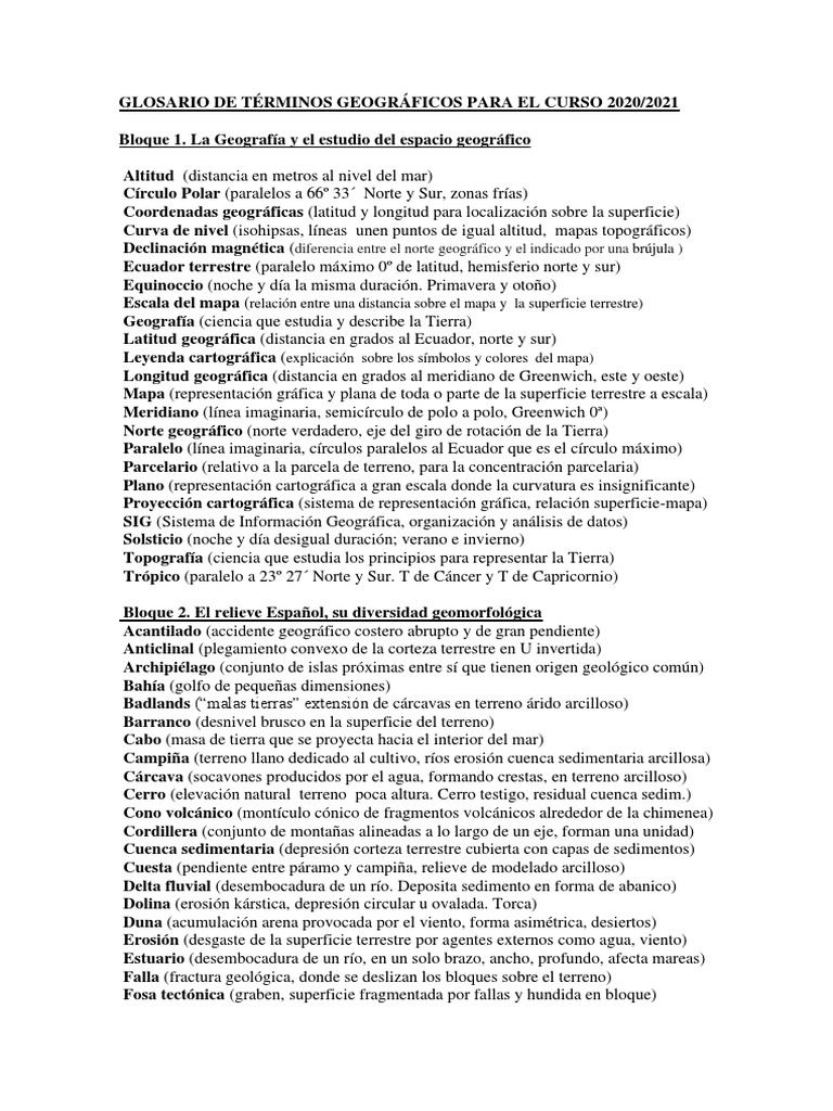 GLOSARIO DE TÉRMINOS GEOGRÁFICOS C.PDF 20 | PDF | Agricultura | Río