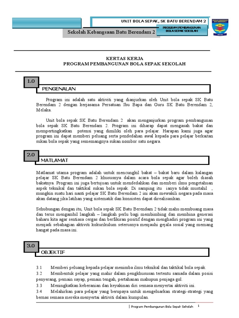 Kertas Kerja Pembangunan Bola Sepak | PDF