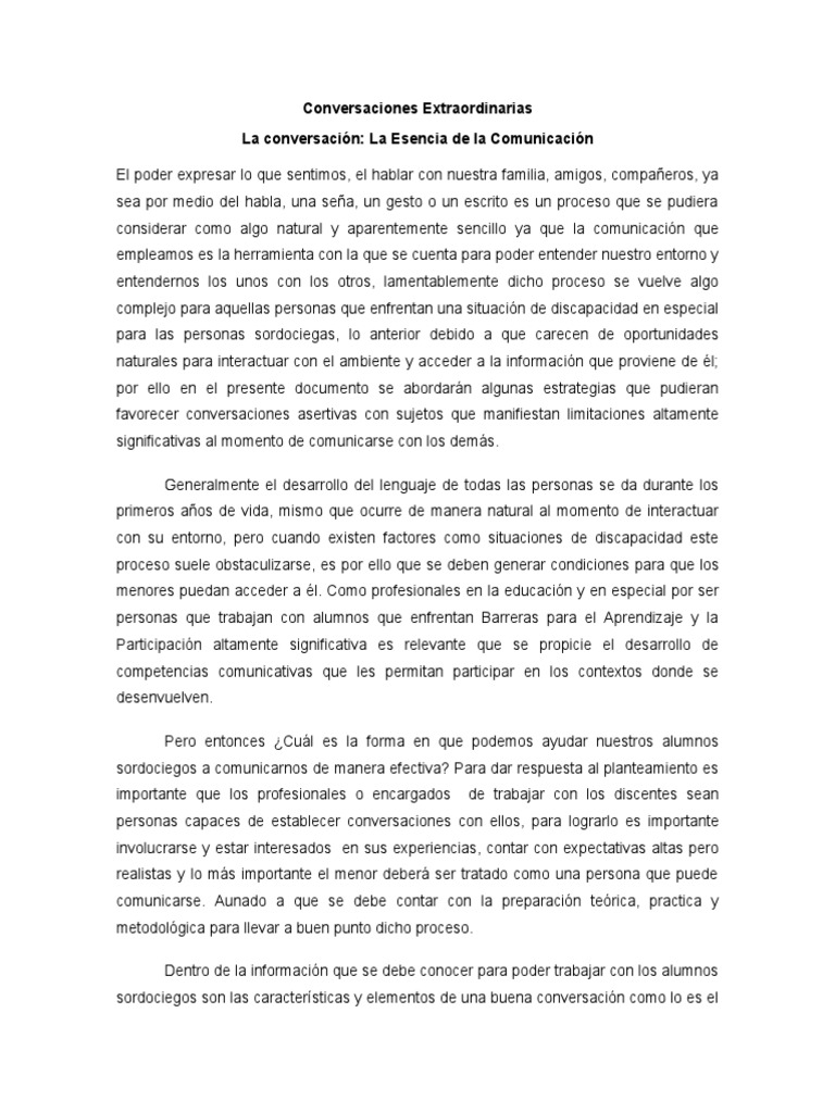 Conversaciones Extraordinarias | PDF | Aprendizaje | Comunicación