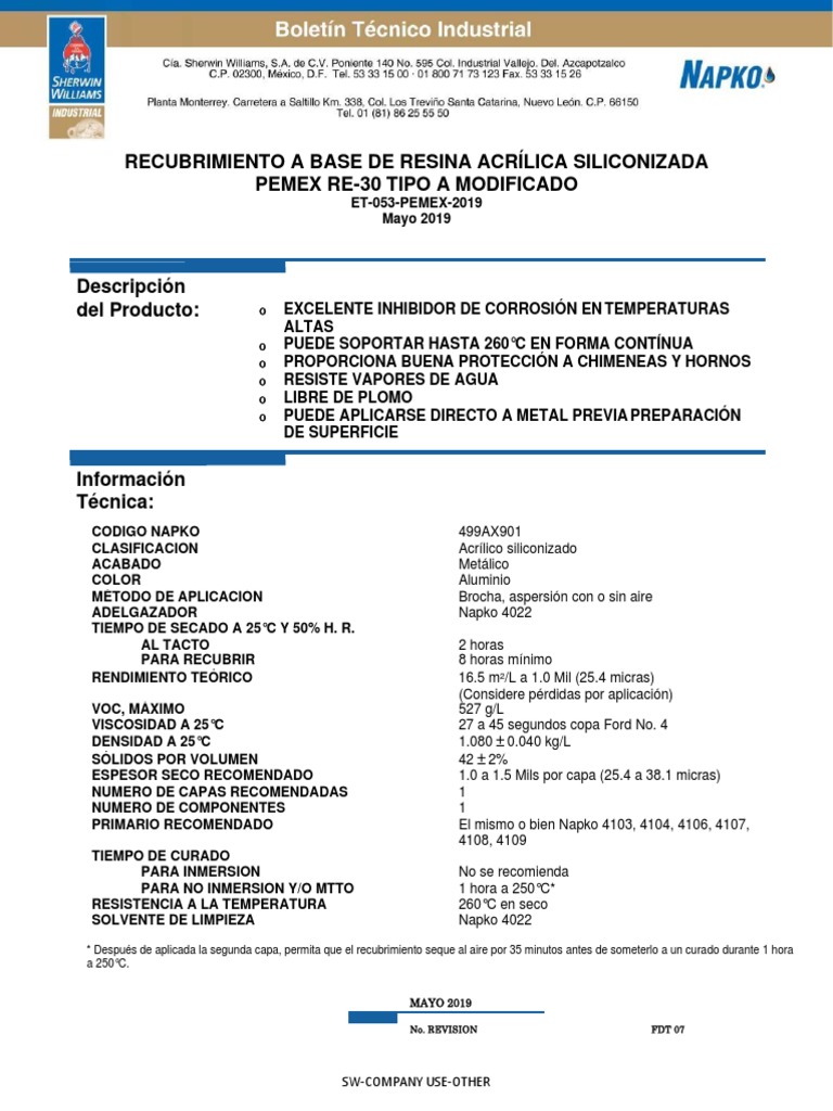 RE-30A Mod - napko-499A-ET-053-PEMEX-2019 | PDF | Presión | Química