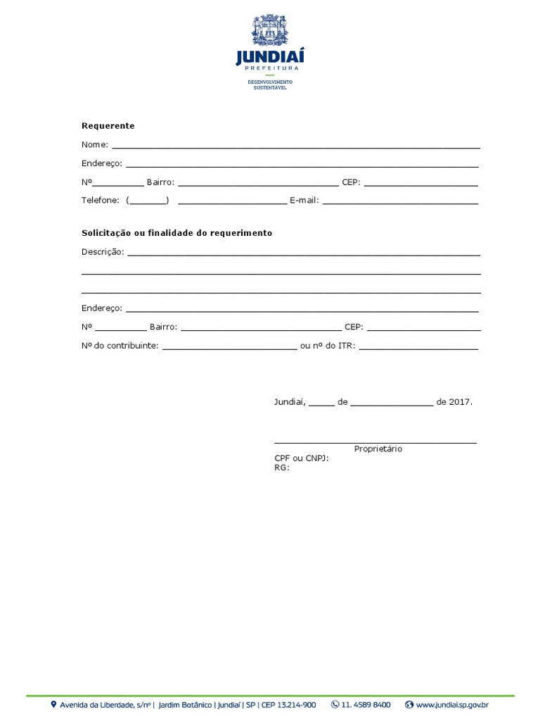 Formulário de Requerimento Jundiaí | PDF