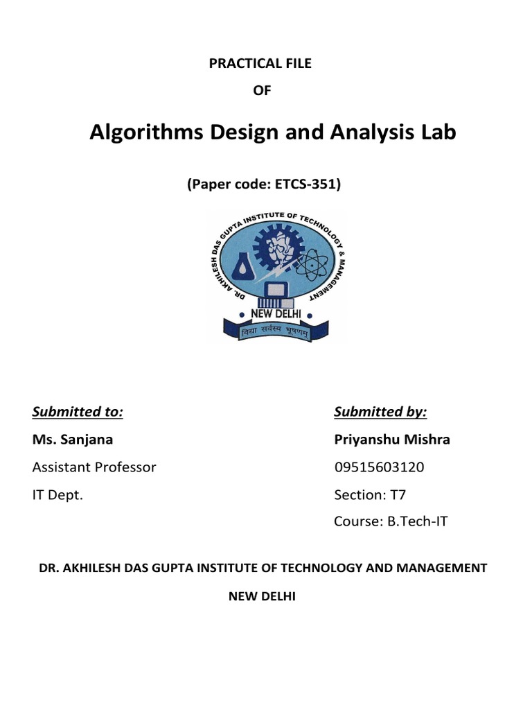 095 Priyanshu Mishra, ADA Lab File | PDF | Algorithms And Data ... 095 Priyanshu Mishra, ADA Lab File | PDF | Algorithms And Data ...