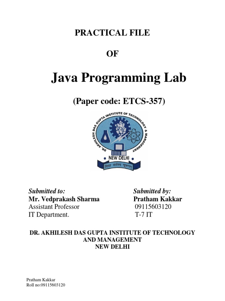 Java Pratham Kakkar | PDF | Java (Programming Language) | Computer Programming