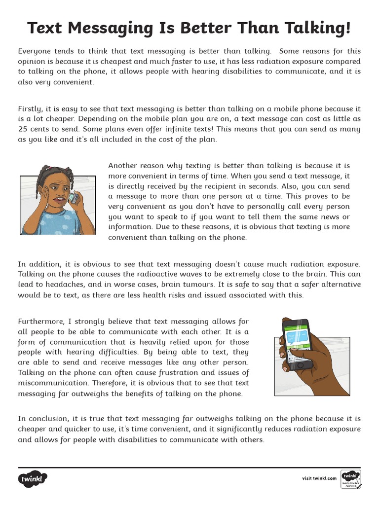 Text Messaging Is Better Than Thinking | PDF | Text Messaging ...