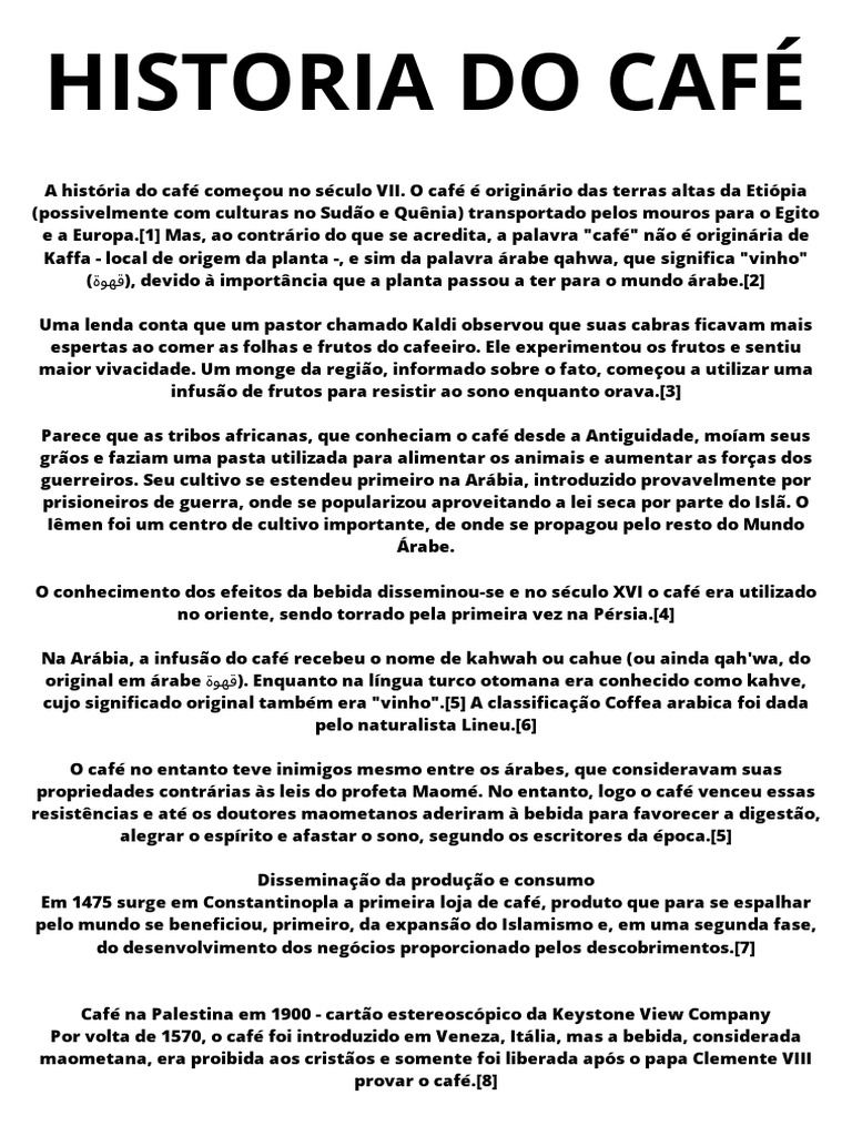História Do Café Completa Trabalho Pdf Café Bebida