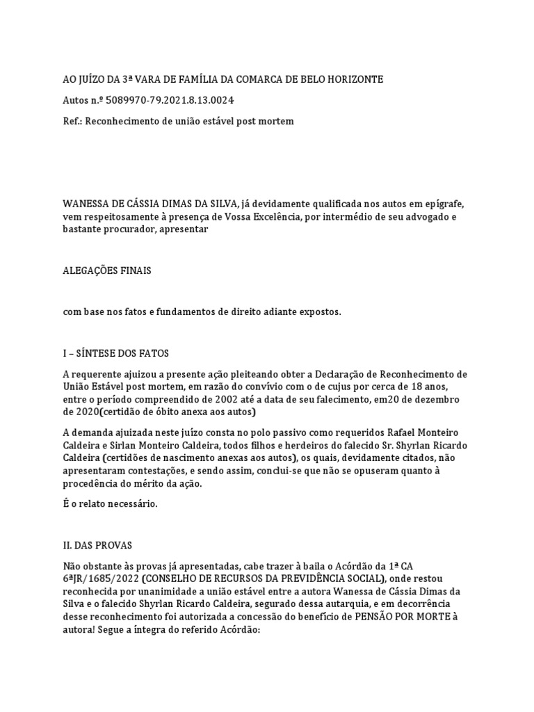 Modelo-De-Peticao-Alegacoes-Finais-Em-Acao-De-Reconhecimento-E ... Modelo-De-Peticao-Alegacoes-Finais-Em-Acao-De-Reconhecimento-E ...