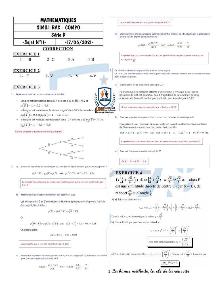 Résultats et Corrections d'Exercices Mathématiques | PDF