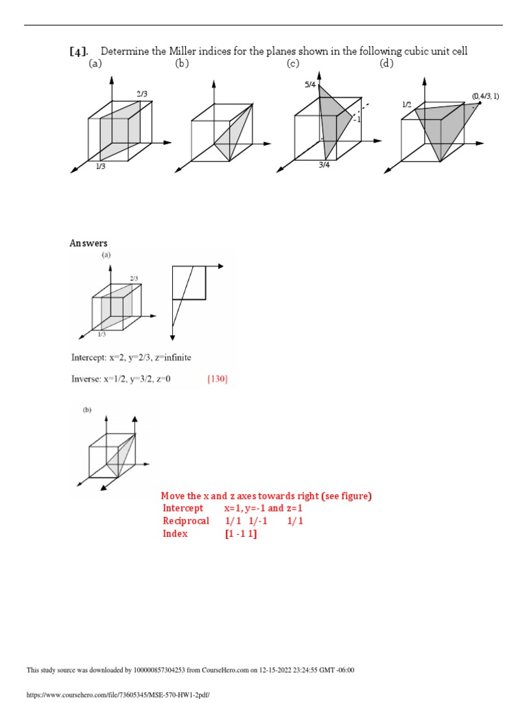 Miller Indices for Planes in Cubic Unit Cells | PDF | Euclid | Mathematics