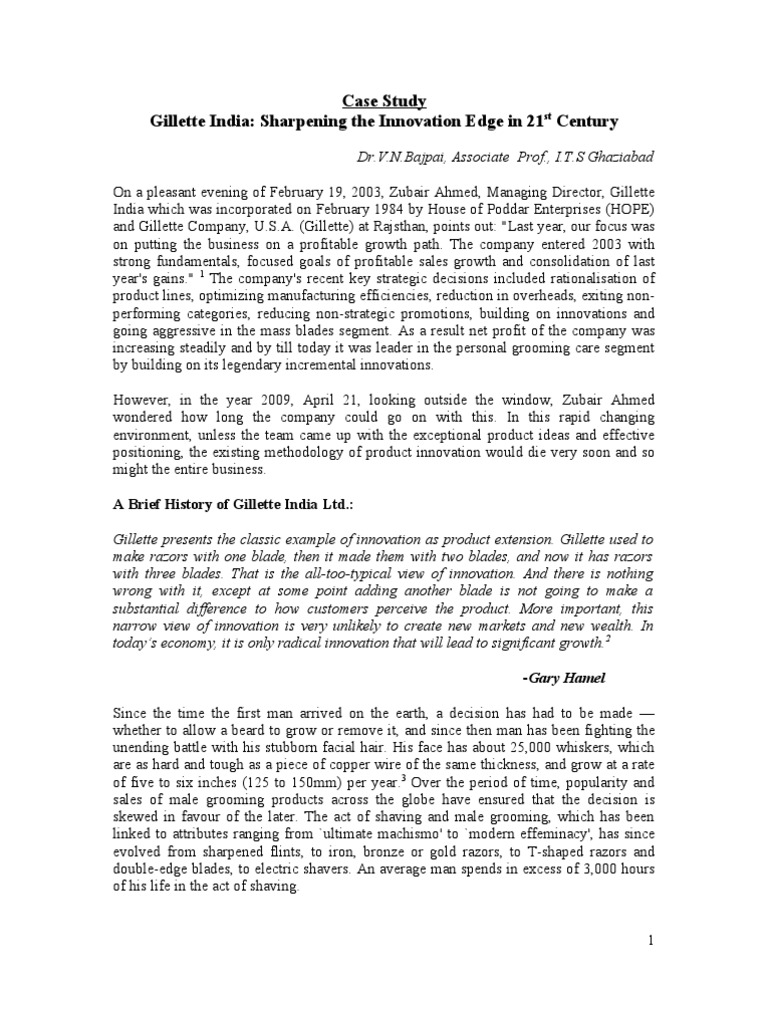 Final Gillette and Innovation Final07!05!09 | PDF | Razor | Shaving
