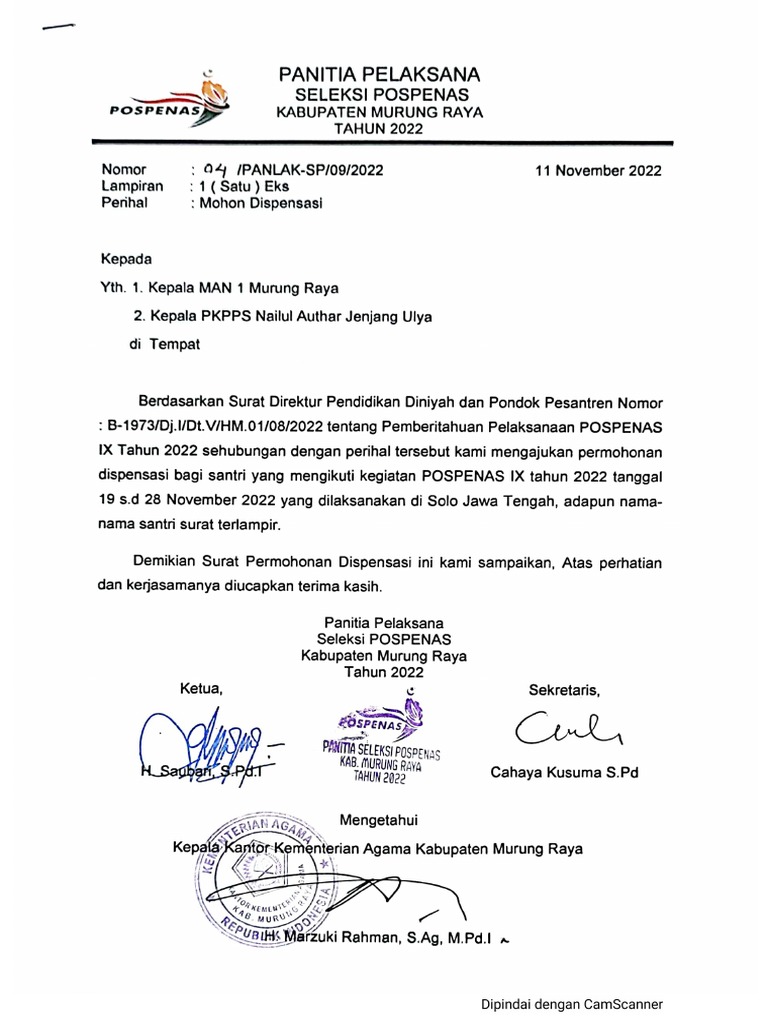 Permohonan Dispensasi | PDF