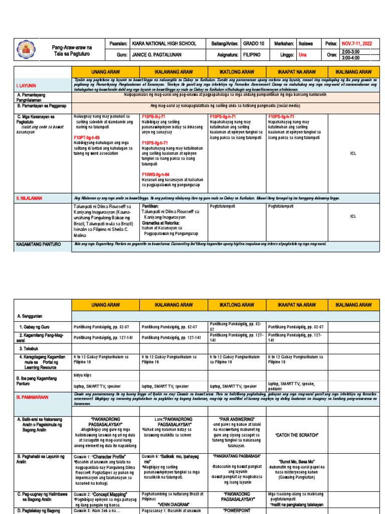 2ND Grading 1ST Week Fil.10 | PDF