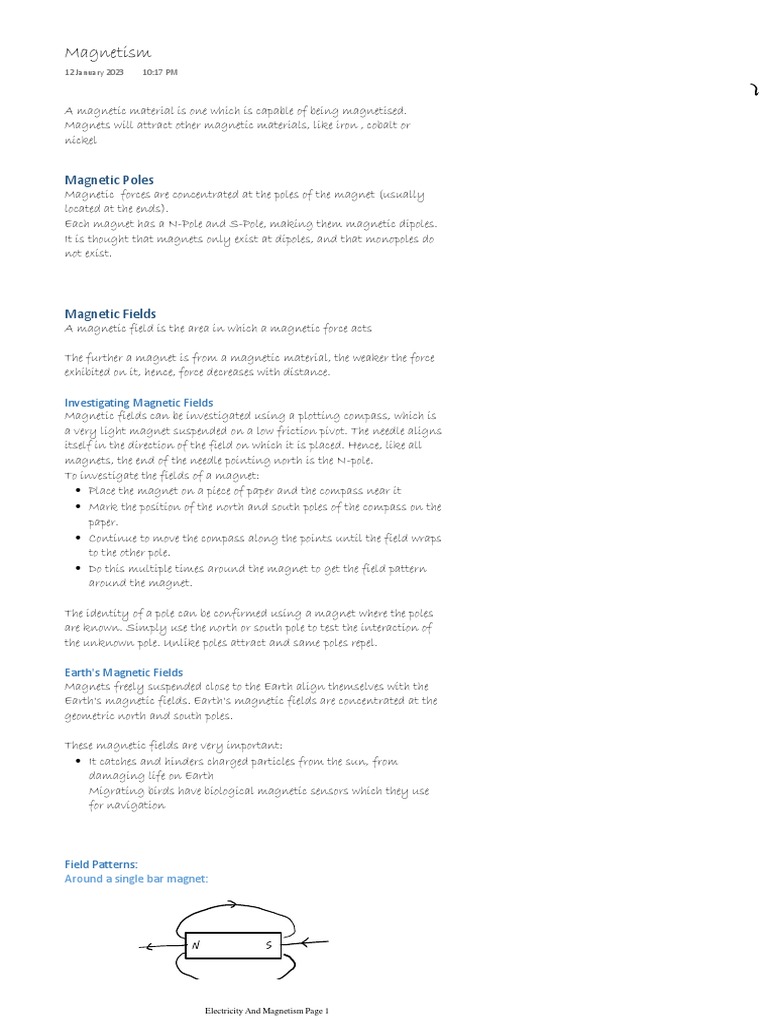 CSEC Physics - Magnetism | PDF | Magnetism | Magnet