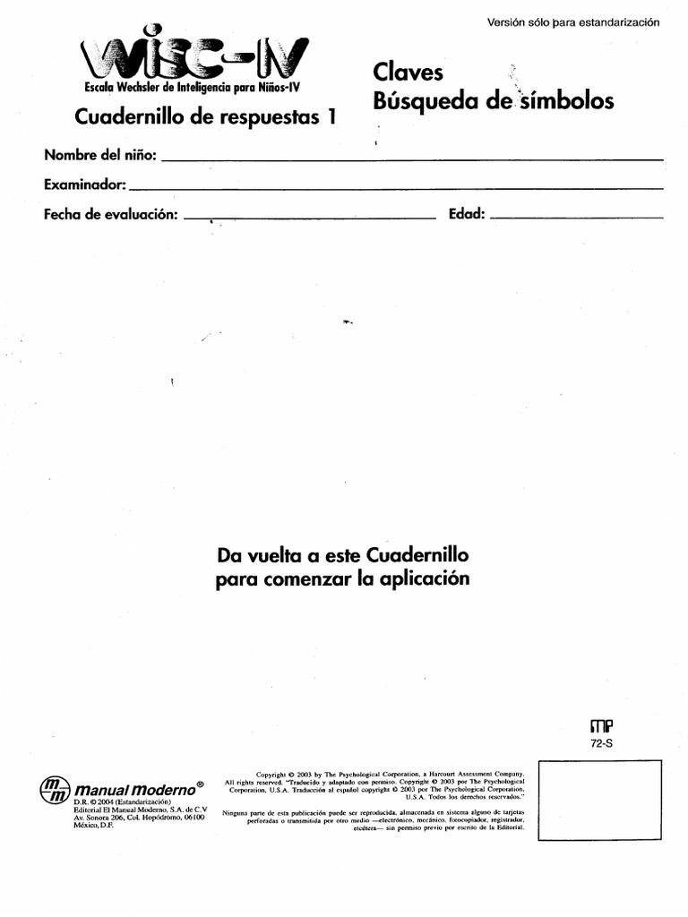 Claves Wisc IV Protocolo | PDF