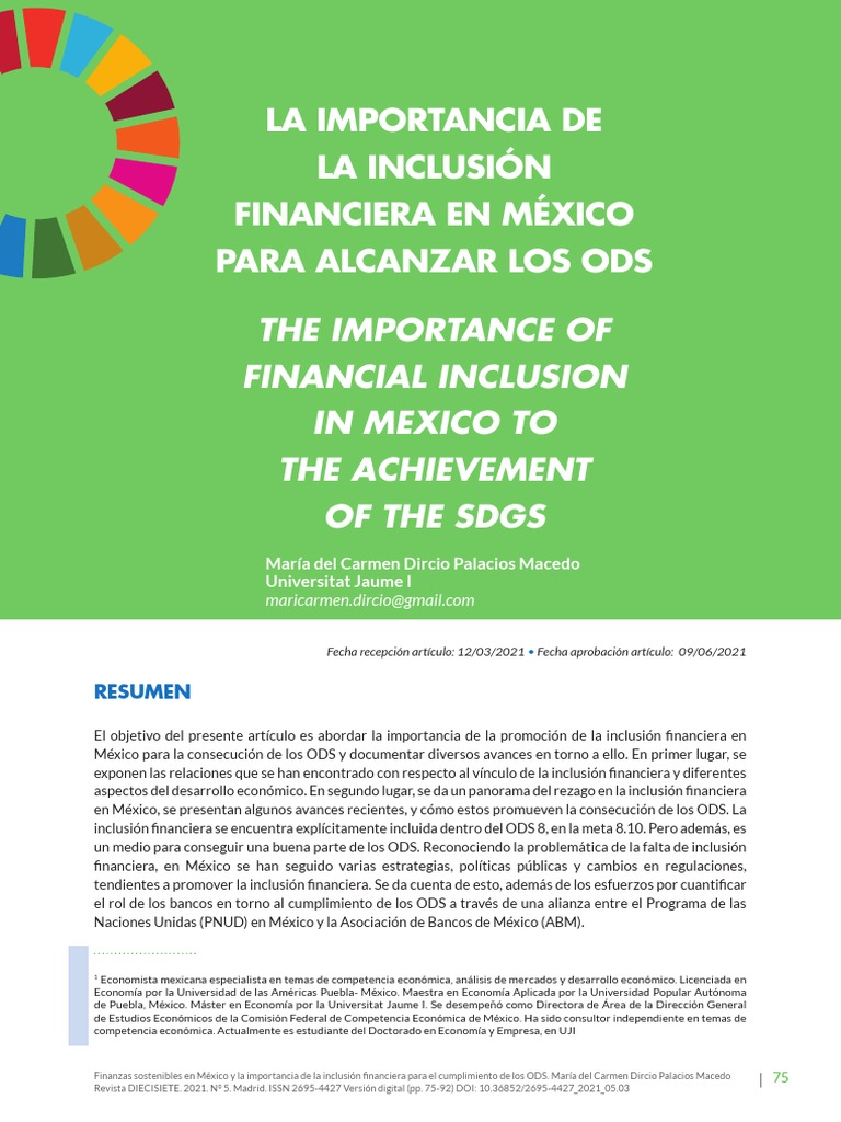 Inclusión Financiera y ODS en México | PDF | Inclusión financiera | Bancos