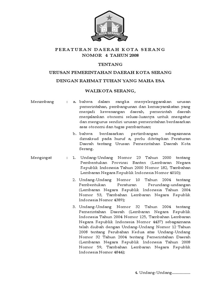 Perda No. 4 Th. 2008 | PDF