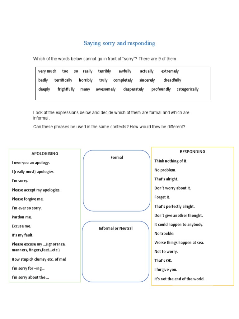 Saying Sorry and Responding | PDF