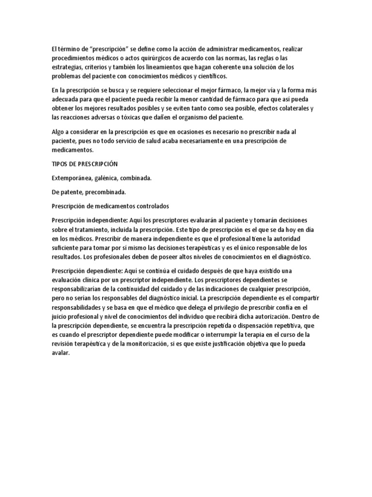 Prescripción Médica | PDF | Prescripción médica | Medicamentos con receta