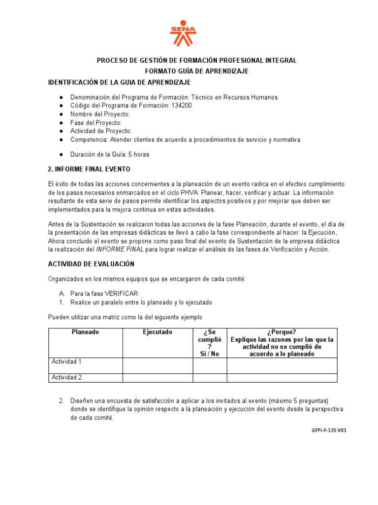 Guia Informe Final Evento | PDF | Planificación | Business