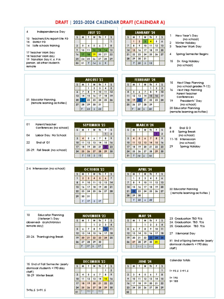 School Calendar Option A | PDF | Academic Term | Academia