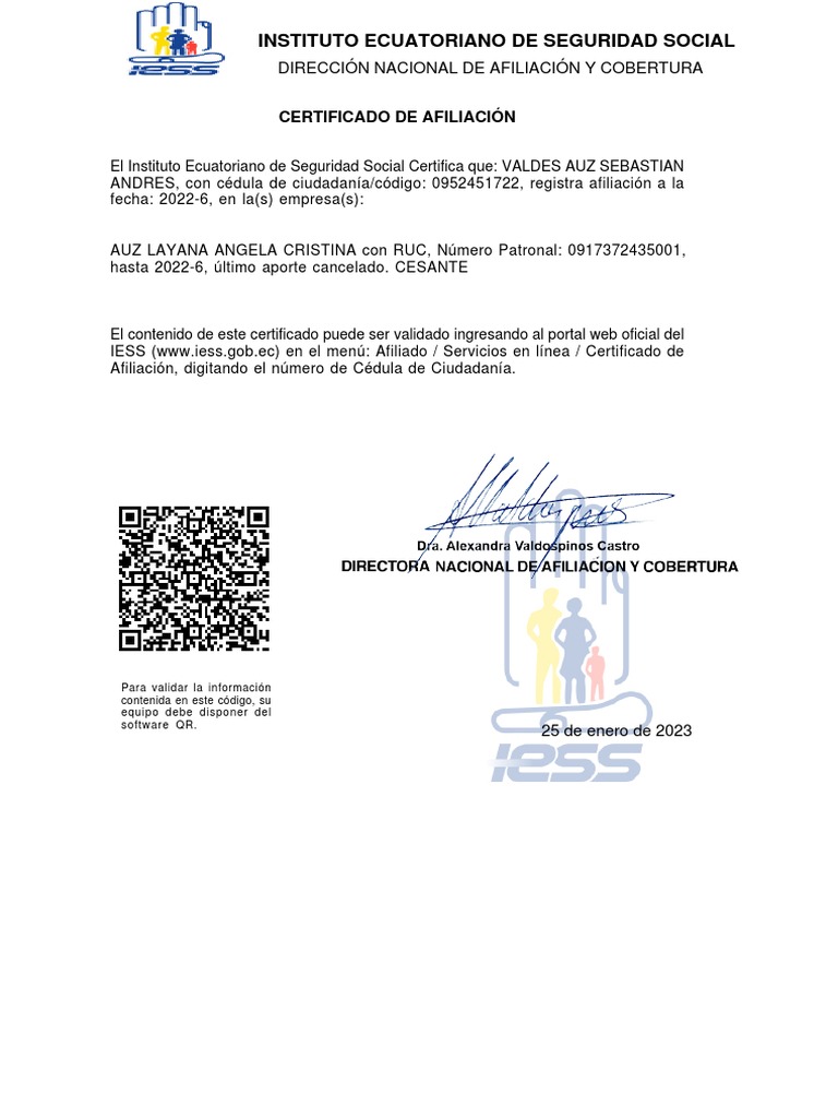 Certificado de Afiliacion Al IESS | PDF Certificado de Afiliacion Al IESS | PDF