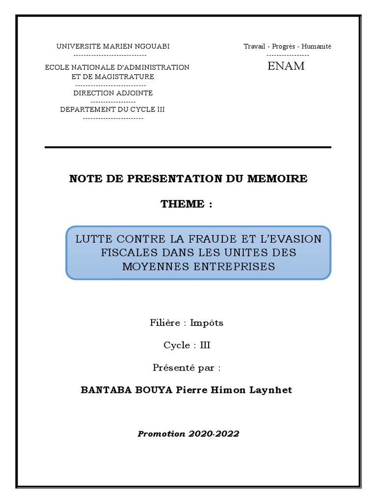 Note de Presentation 3 | PDF | Impôts | Économie