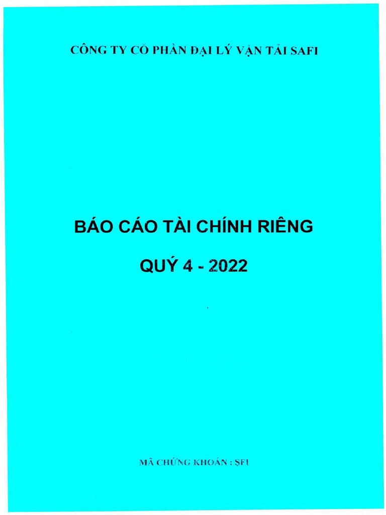 SFI - BCTC Rieng Quy 4 Nam 2022 | PDF
