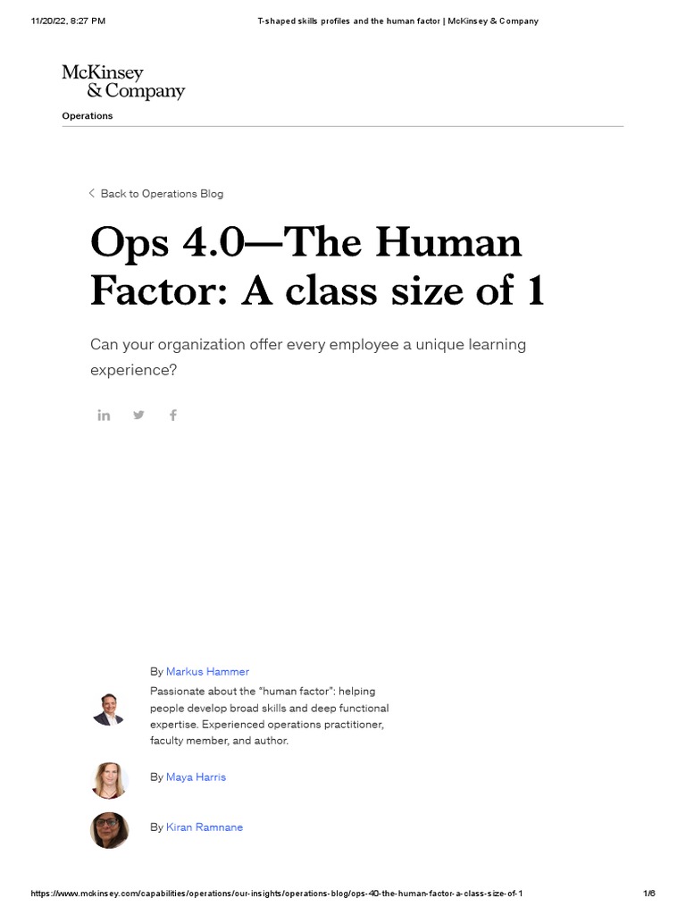 T-Shaped Skills Profiles and The Human Factor - McKinsey & Company | PDF | Learning ...