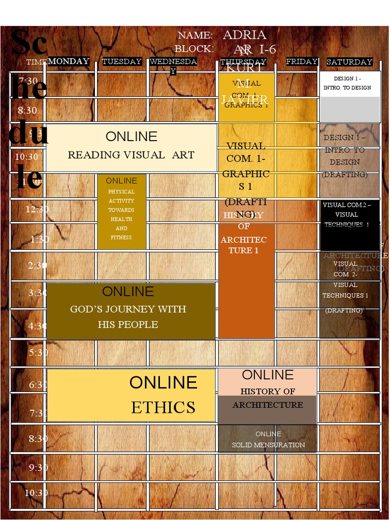 1st Year Architecture Course Schedule | PDF