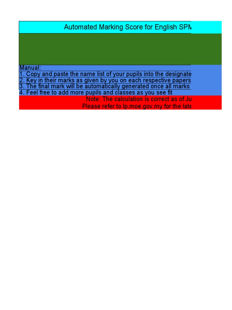 English Form 5 Marks Sheet 2022 Pdf