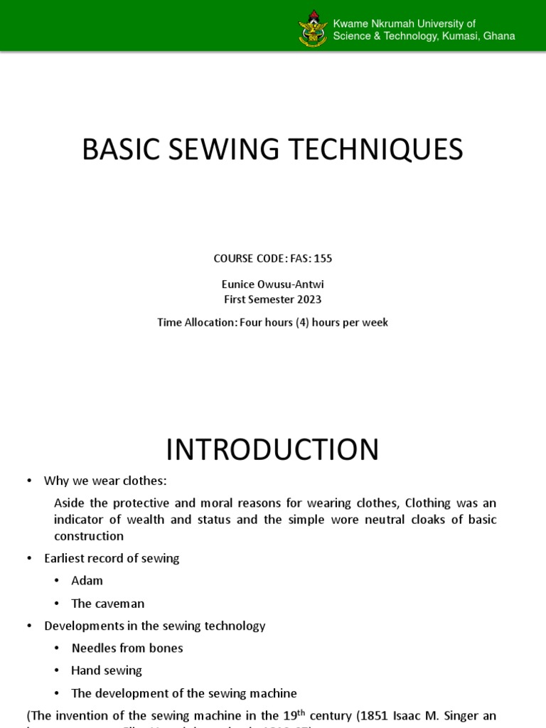 Basic Sewing Techniques | PDF | Sewing | Sewing Machine