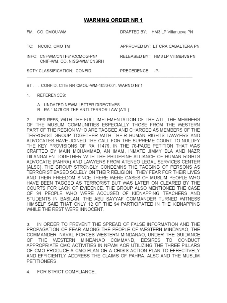 8 WARNING ORDER NR 1 AND 2 - WM-ok | PDF | Government | Human Rights