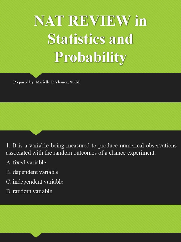 NAT REVIEW in Statistics and Probability For Answer | PDF | Variance ...