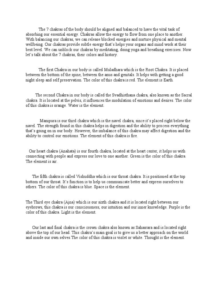The Seven Chakras: Their Colors, Locations, Functions and Methods for ...