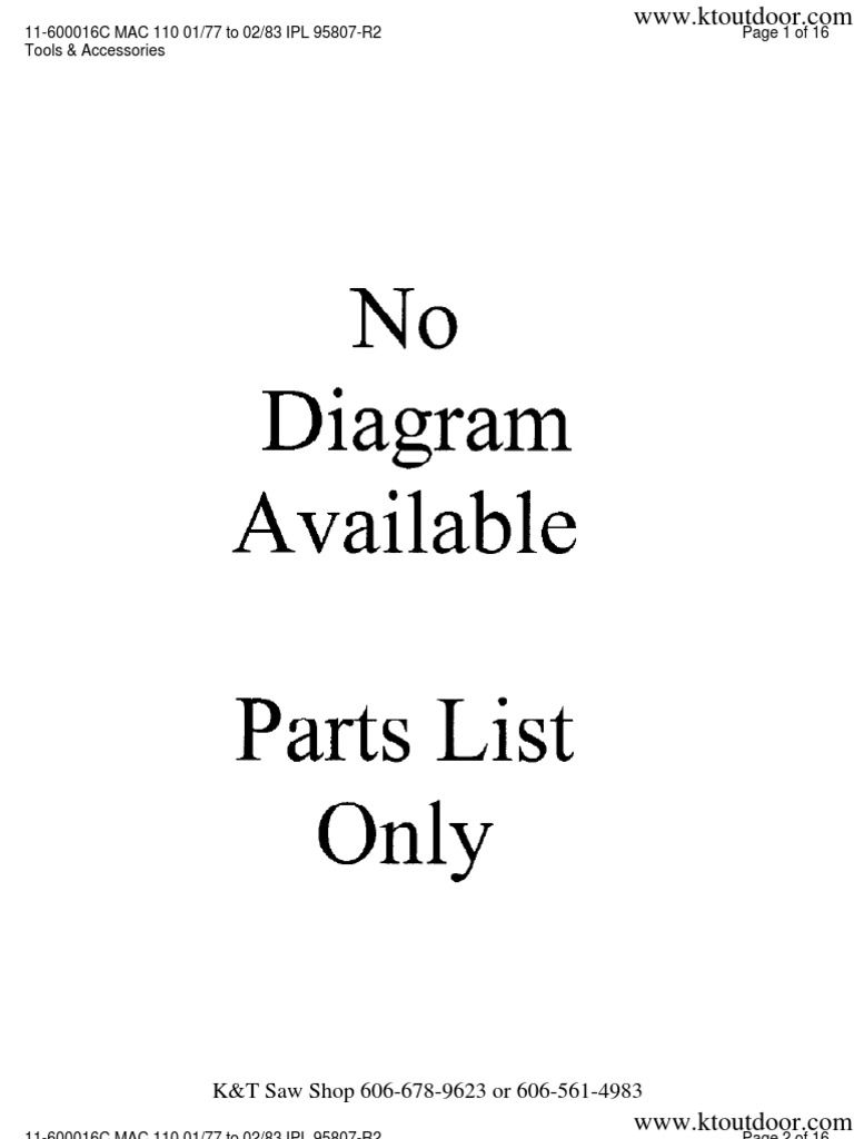 McCulloch Gas Chain Saws Parts Manuals 11 600016C MAC 110-01-77 To 02 ...