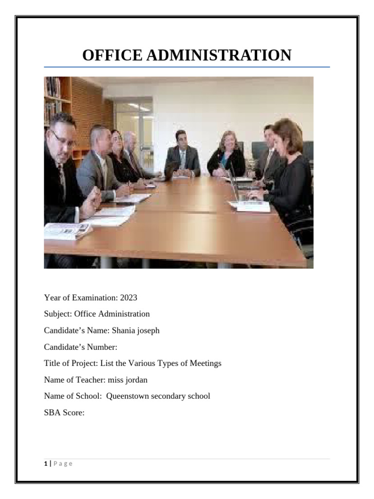 Office - Administration Sba Shania J | PDF | Cognition