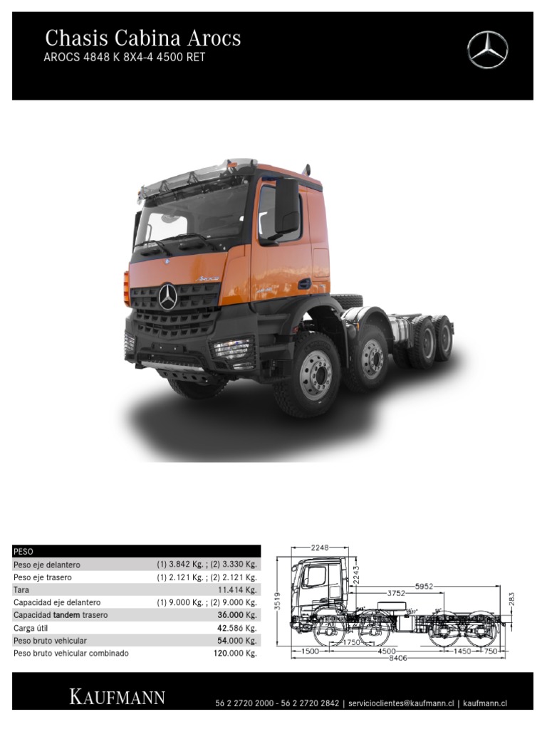 Ficha Arocs 4848 K 8X4 4 4500 Ret | PDF | Eje | Vehículo de motor