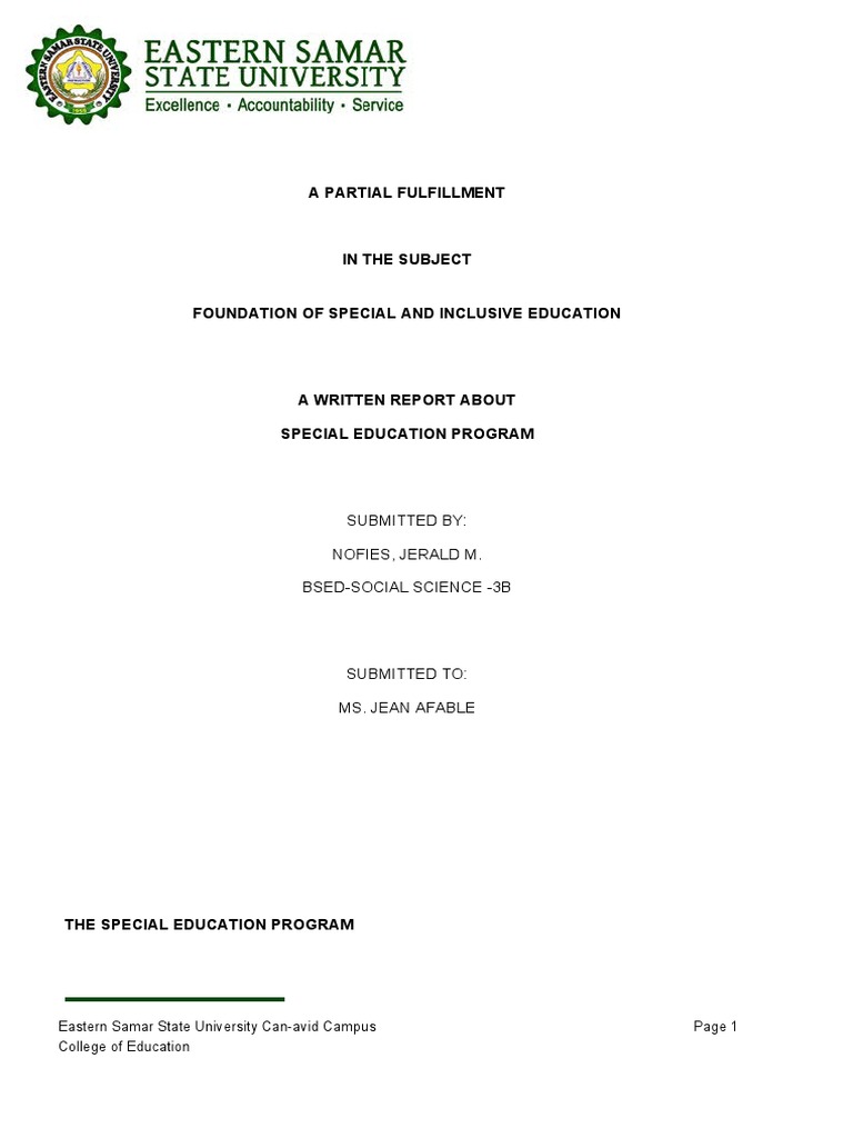 Special Education Program | Download Free PDF | Special Education | Schools
