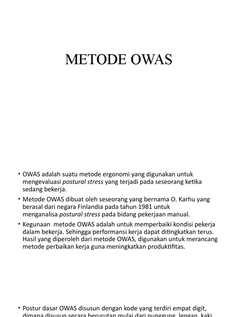 Metode Owas | PDF | Wellness