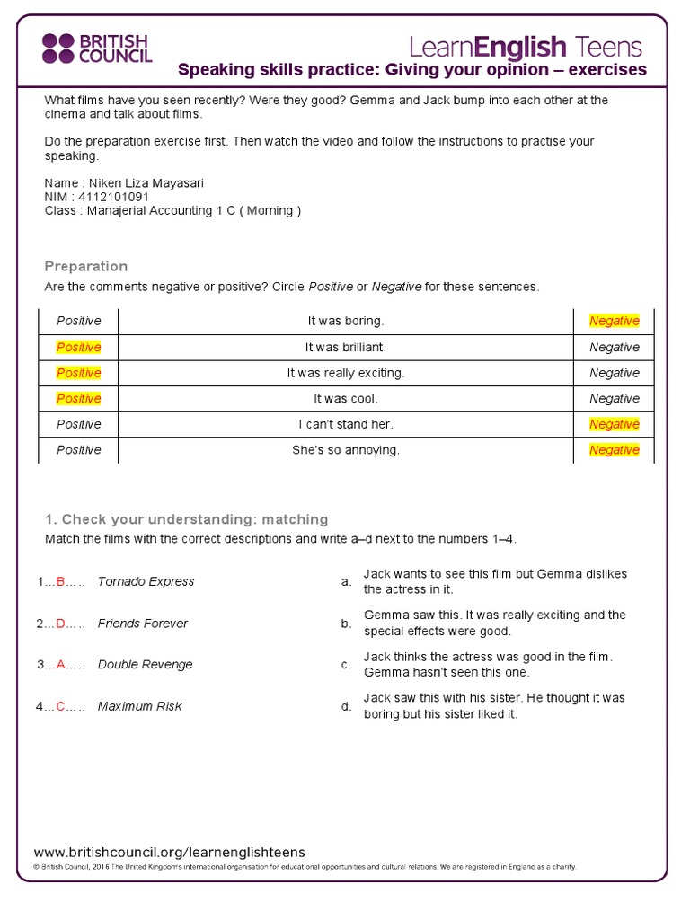 Giving Your Opinion Exercises-Dikonversi | PDF