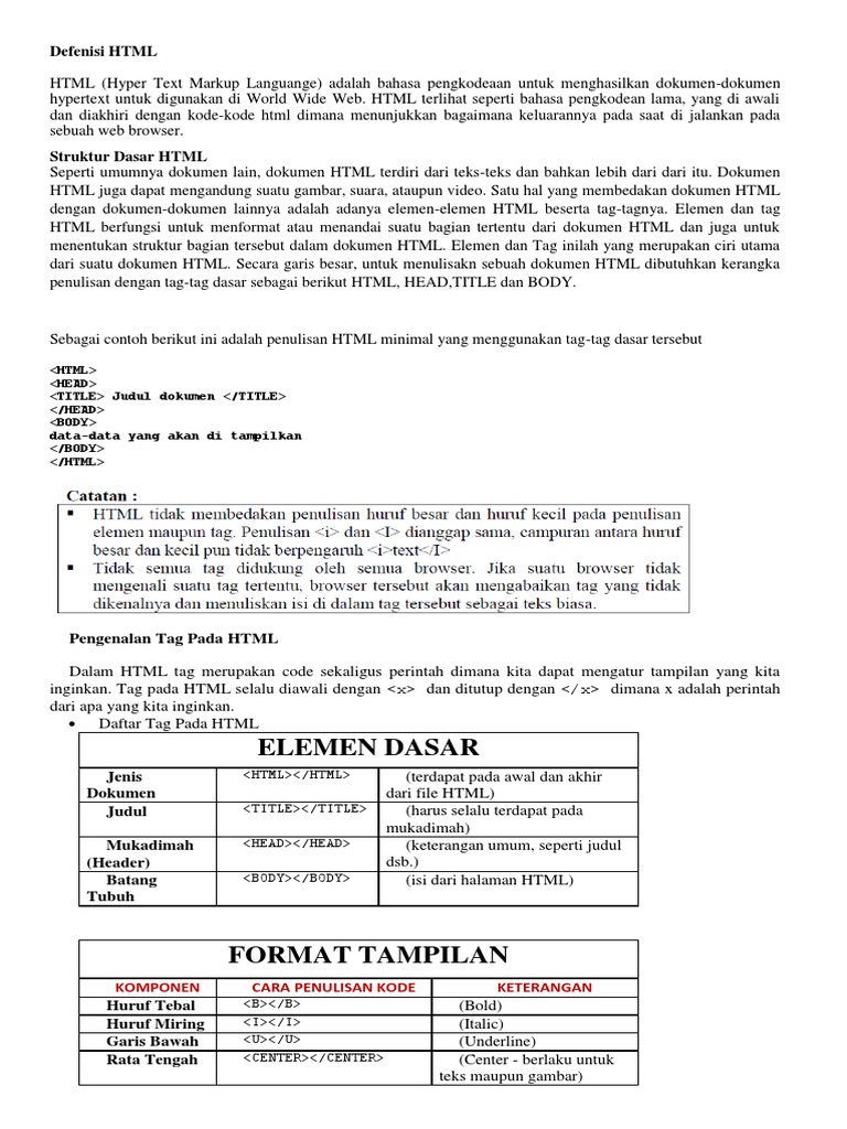 Pengenalan Tag Pada HTML | PDF
