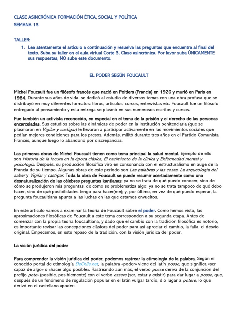 Clase Asincrónica Formación Ética | PDF | Michel Foucault | Violencia Clase Asincrónica Formación Ética | PDF | Michel Foucault | Violencia