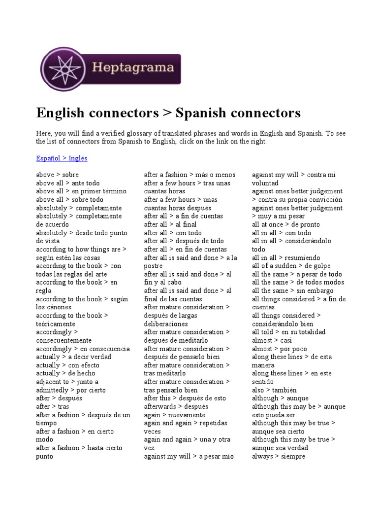 All English Connectors | PDF