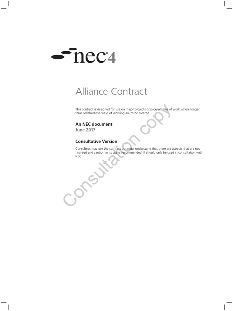 NEC4 Alliance Contract Consultation | PDF | Business | Private Law