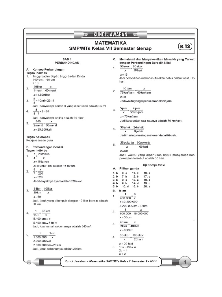 Kunci MTK 7 MKH | PDF