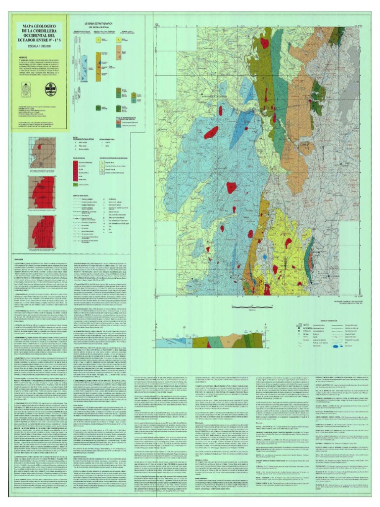 Mapa Geológico Cordillera Occidental Del Ecuador Entre 0°-1°S - Escala ...