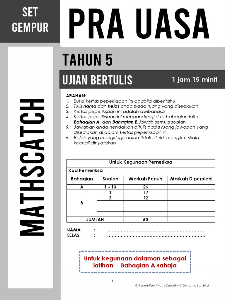 UASA Maths Tahun 5 | PDF