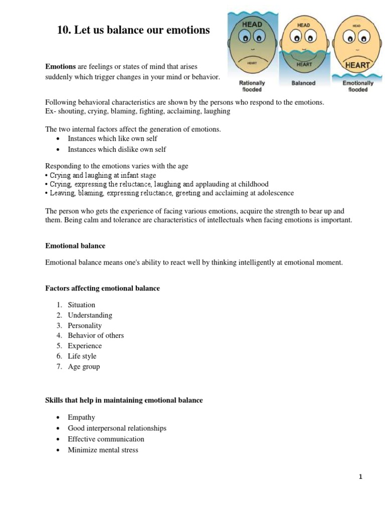 Let Us Balance Our Emotions | PDF | Emotions | Interpersonal Relationships